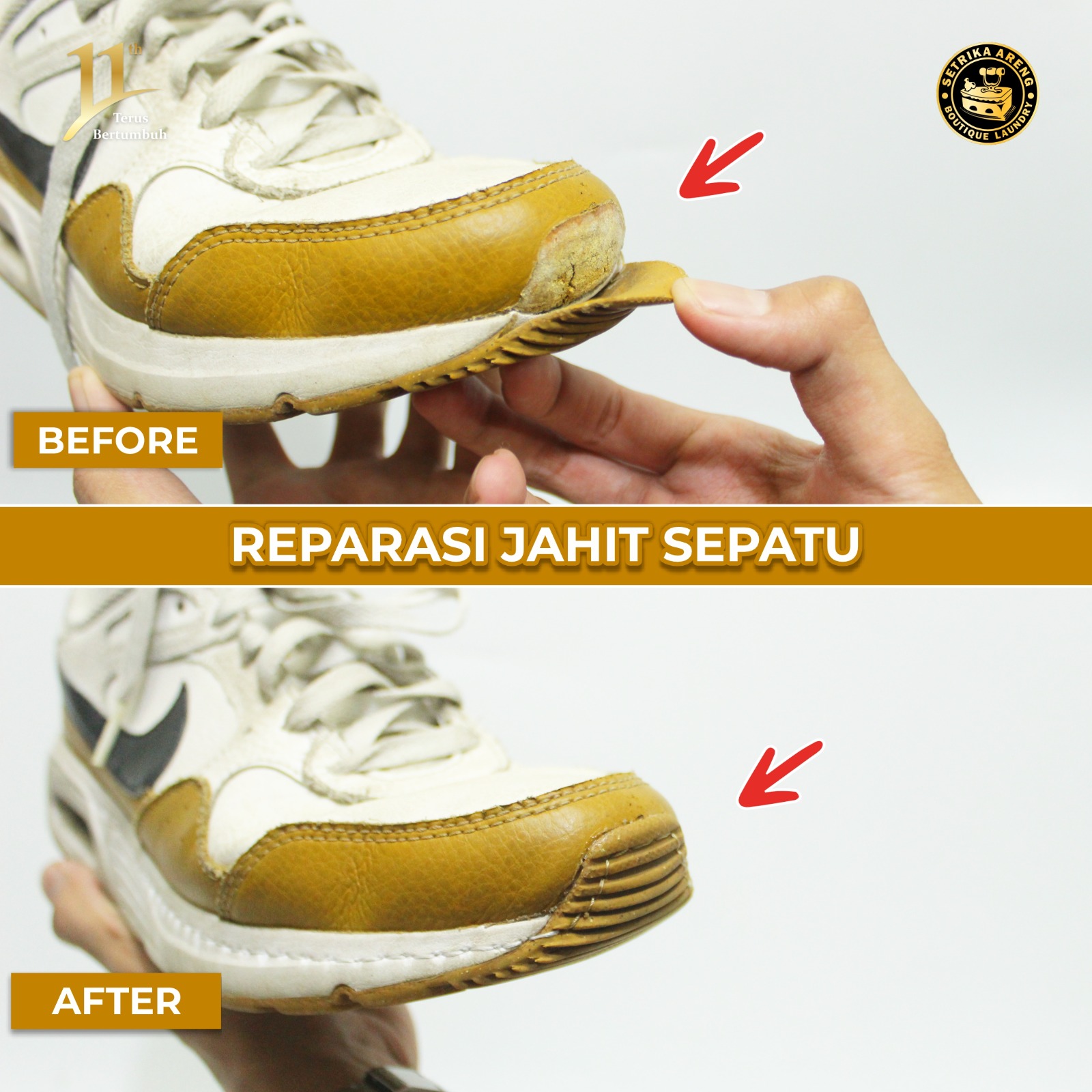 Setrika Areng Boutique Laundry: Ahli Reglue dan Jahit Sepatu Anda